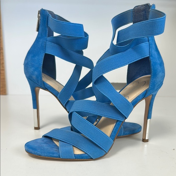 Jessica Simpson | Shoes | Jessica Simpson Blue Suede Strappy Sandals ...